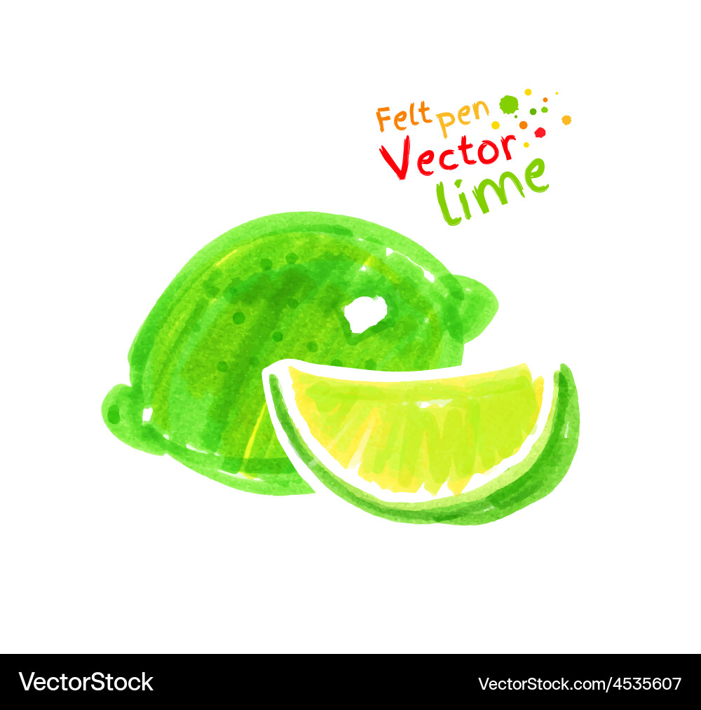 Child drawing of lime Royalty Free Vector Image