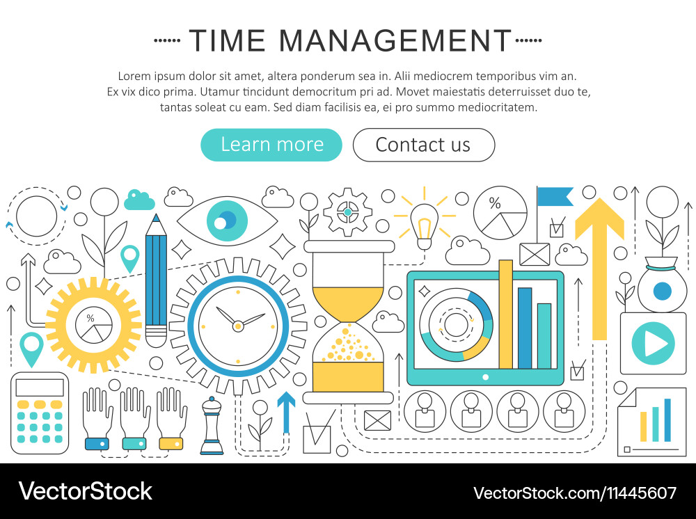 Elegant thin line flat design time Royalty Free Vector Image