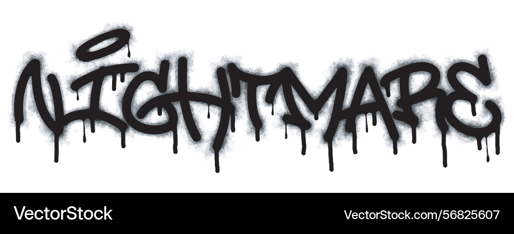 Nightmare word graffiti and symbols are sprayed Vector Image