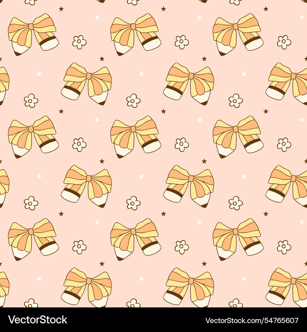 Pink Pencil Bow Seamless Pattern Royalty Free Vector Image