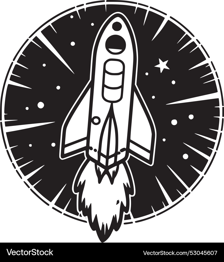 Rocket - black and white isolated icon Royalty Free Vector