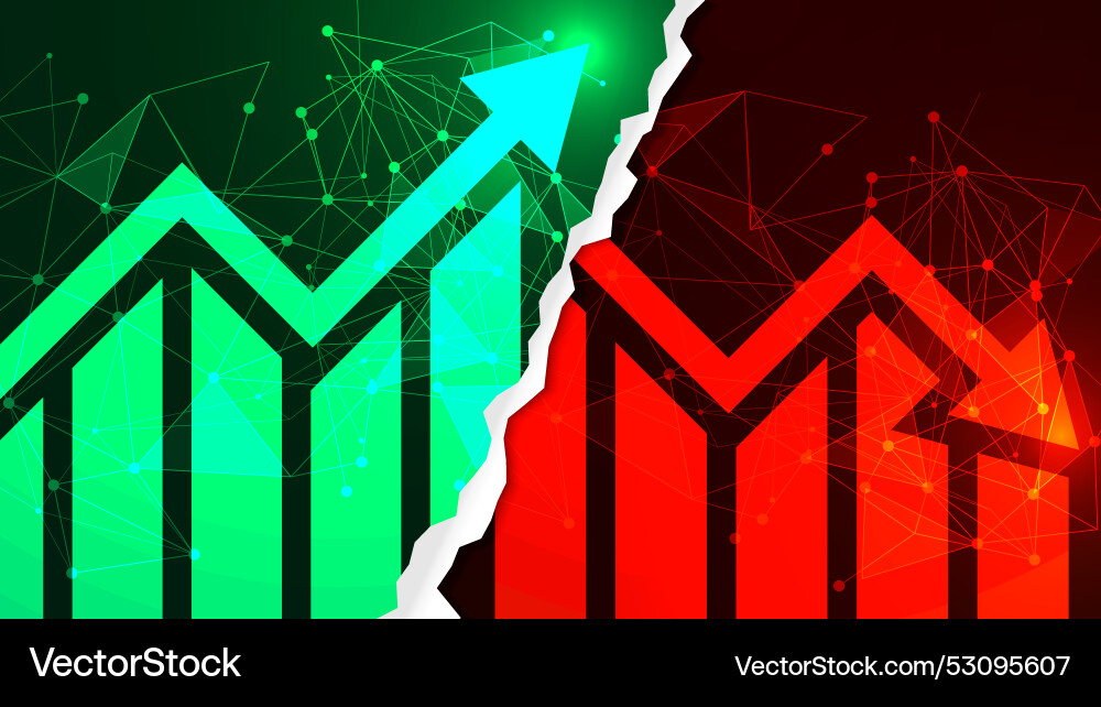 Stock market comparison chart between bullish Vector Image