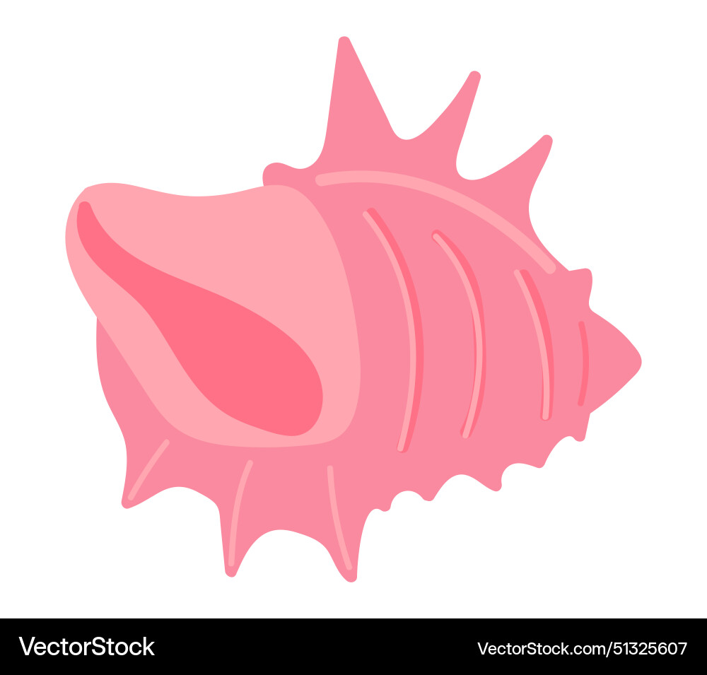 Tropical pink seashell in flat design spiked Vector Image