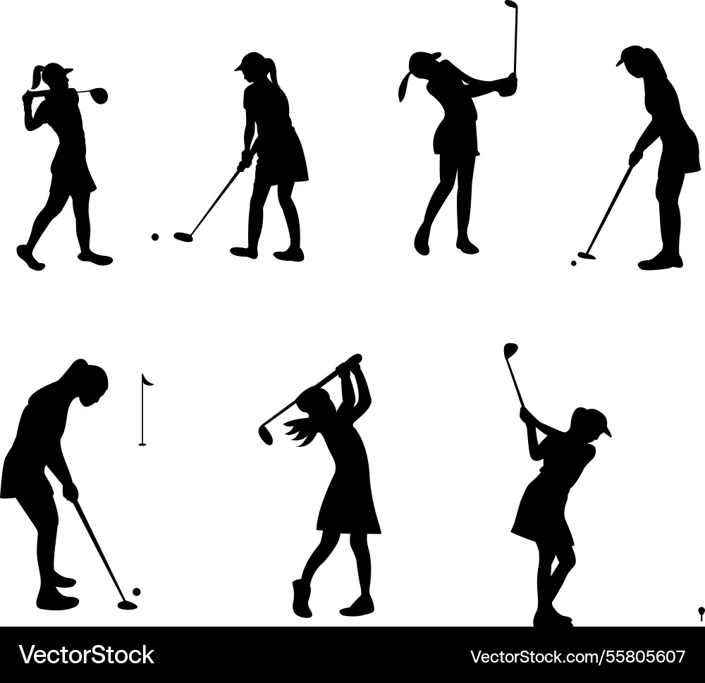 Woman golf player silhouette Royalty Free Vector Image