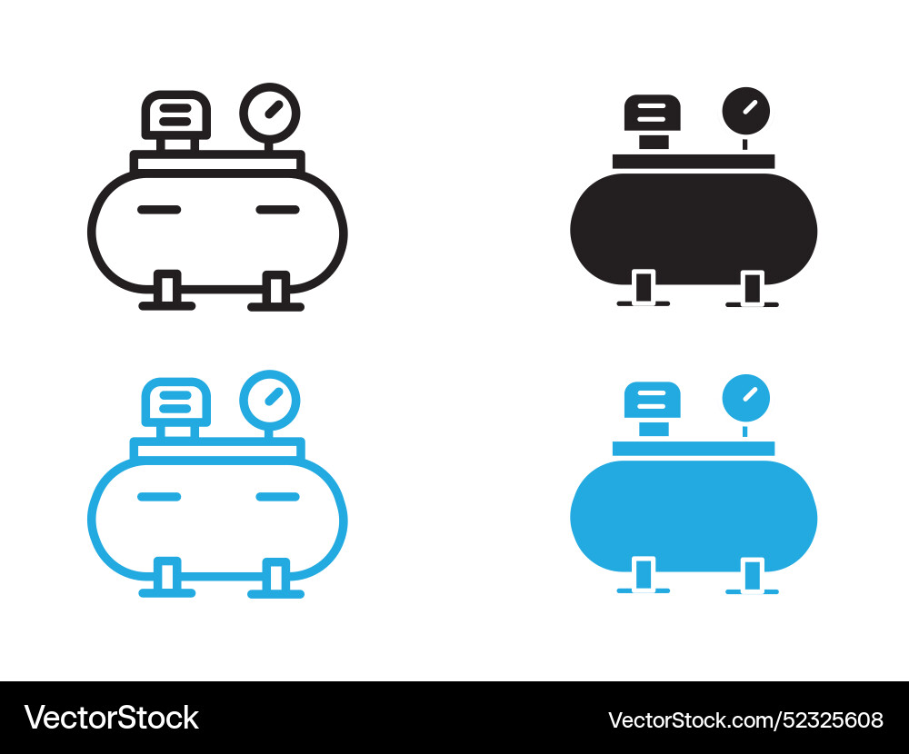 Air compressor pump icon black and white outline Vector Image