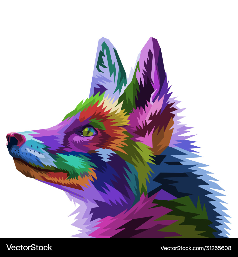 Colorful fox on pop art style Royalty Free Vector Image