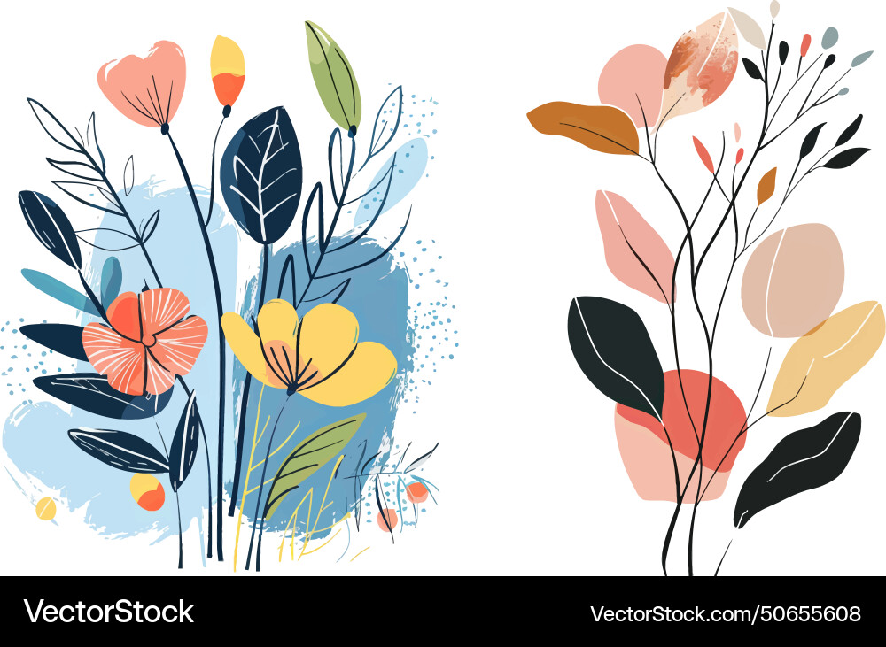 Creative minimalist abstract art wild flowers Vector Image