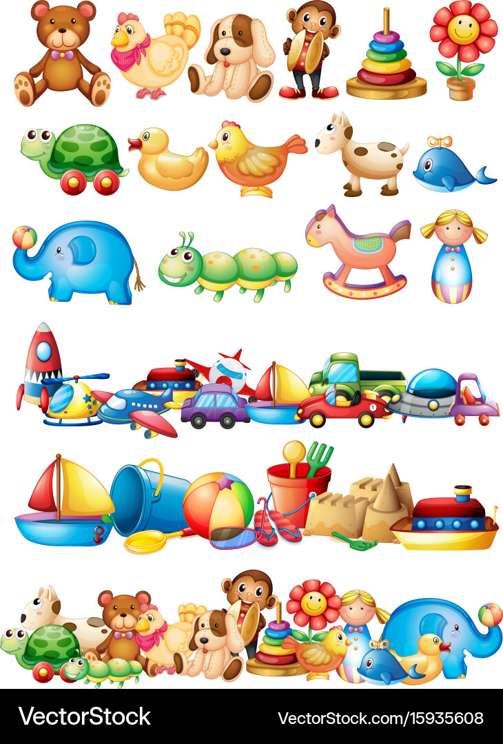 Different types of toys Royalty Free Vector Image