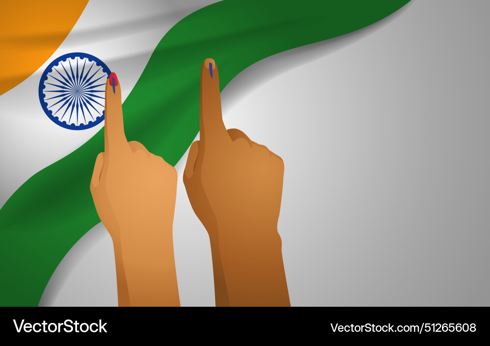 Flag corner india general election fingers Vector Image