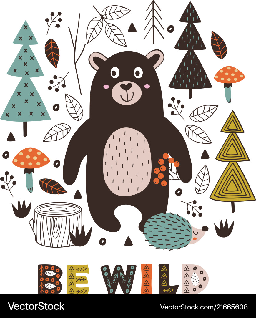 Forest Friends Poster Royalty Free Vector Image