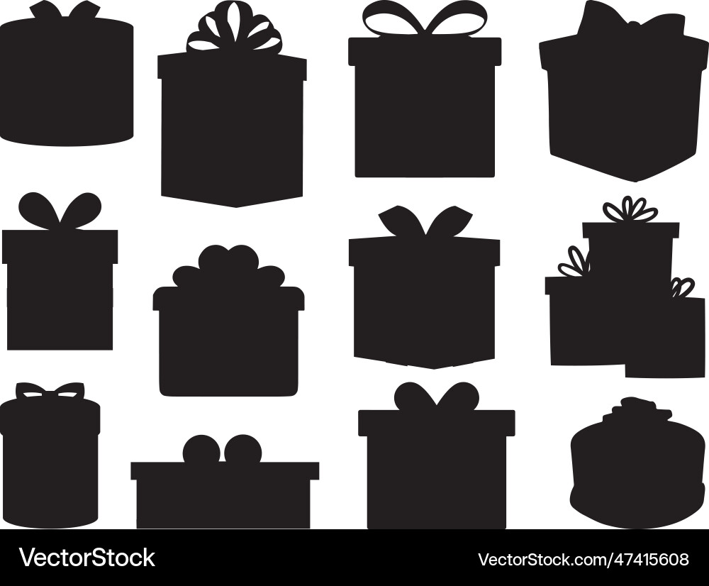 Gift boxes silhouette Royalty Free Vector Image