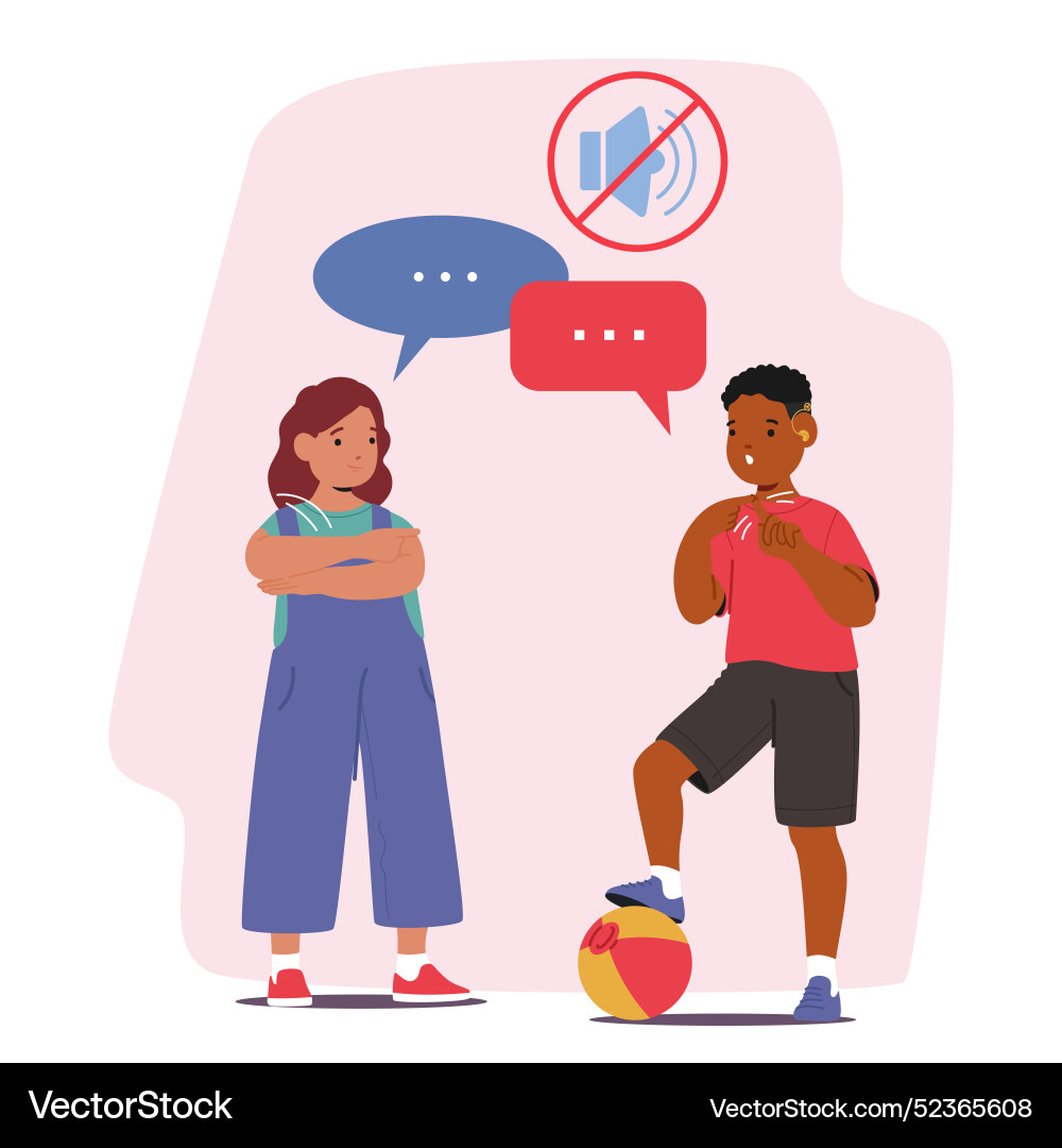 Girl and boy communicating in sign language Vector Image
