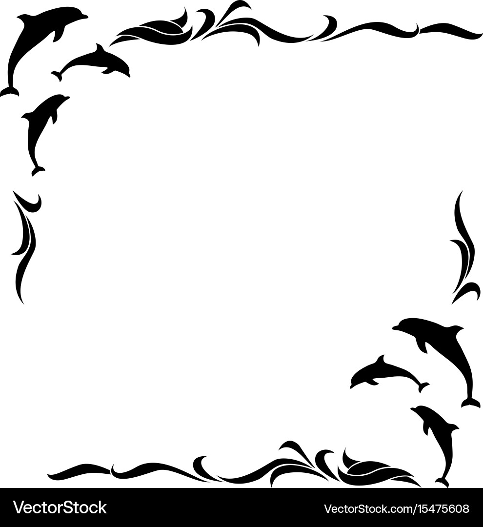 Monochrome Dolphin Frame Royalty Free Vector Image