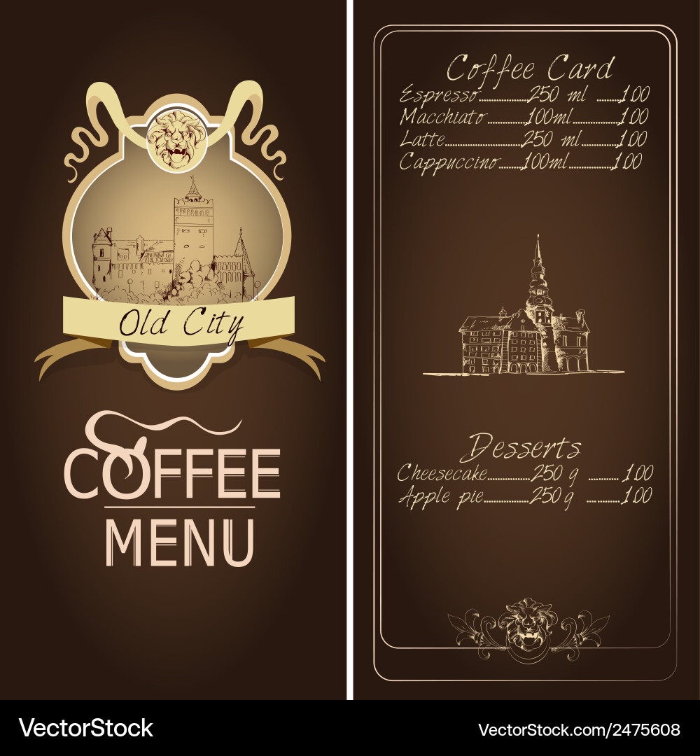 Restaurant old city menu template Royalty Free Vector Image