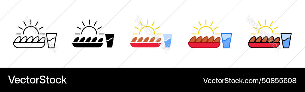 Sahur time icon set ramadan breakfast symbol Vector Image