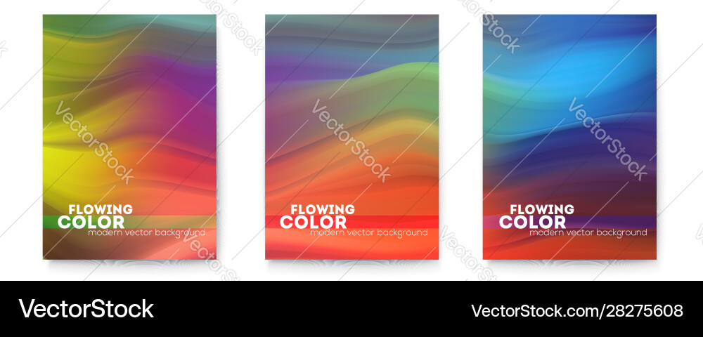 Set posters with flowing pattern abstract Vector Image