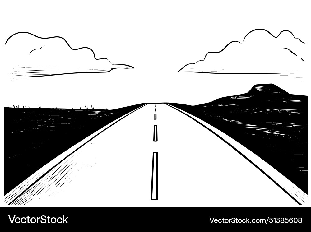 Simple road hand drawn ink sketch highway Vector Image