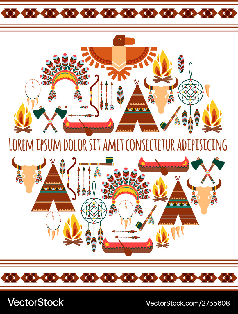 Tribal Native American Badge Collection Royalty Free Vector