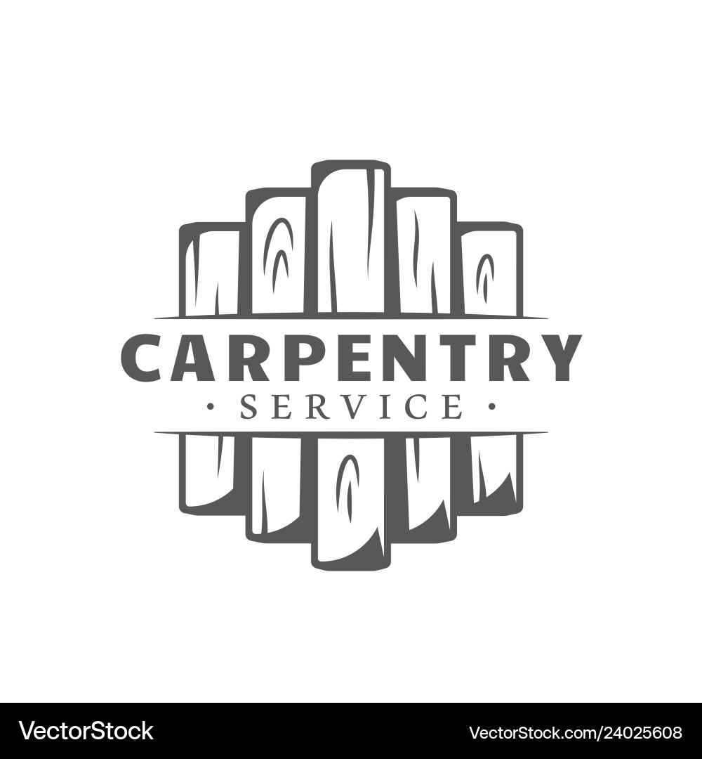Wood board modern carpentry label Royalty Free Vector Image