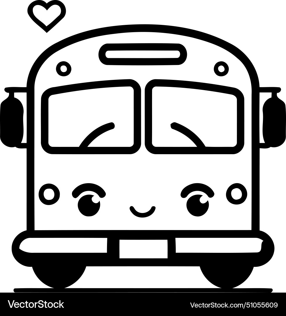 Cute yellow school bus with heart on white Vector Image