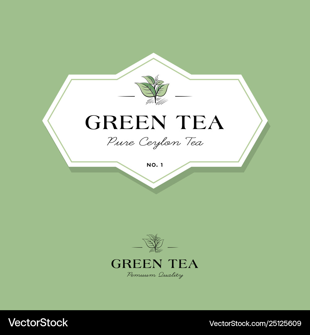 Elegant Green Tea Label Royalty Free Vector Image