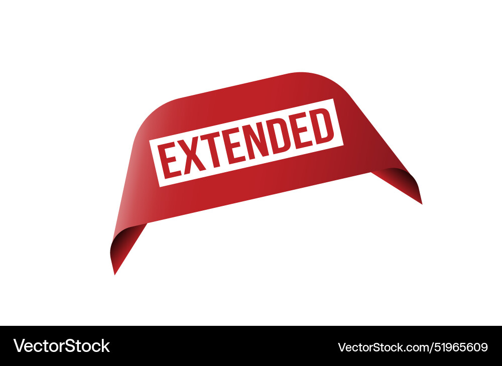 Extended red ribbon label banner open available Vector Image
