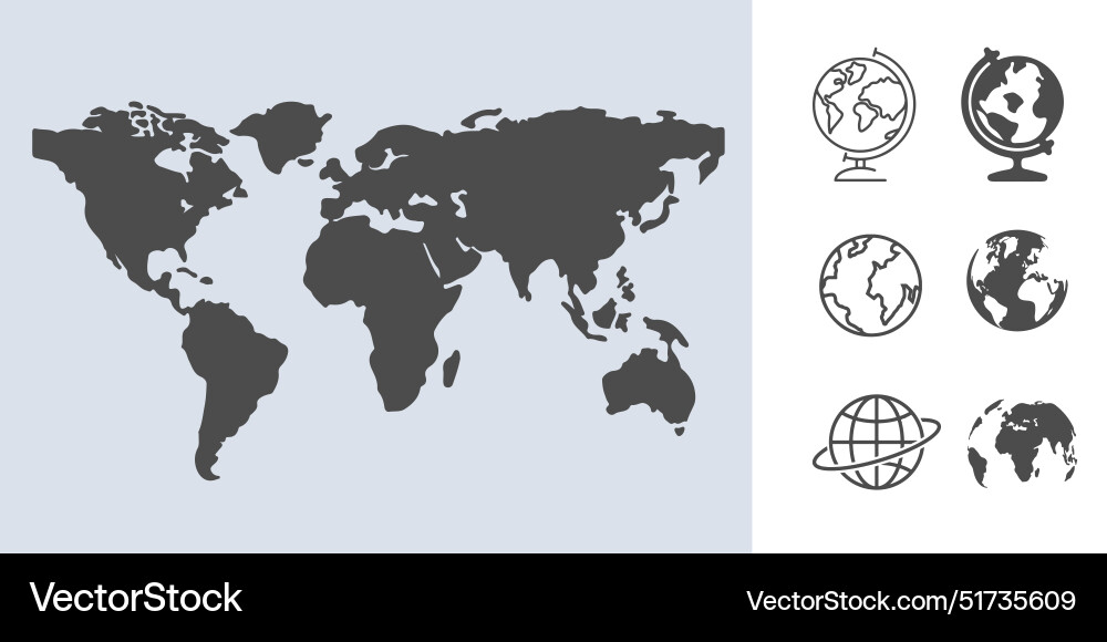 Flat design world map black color modern Vector Image