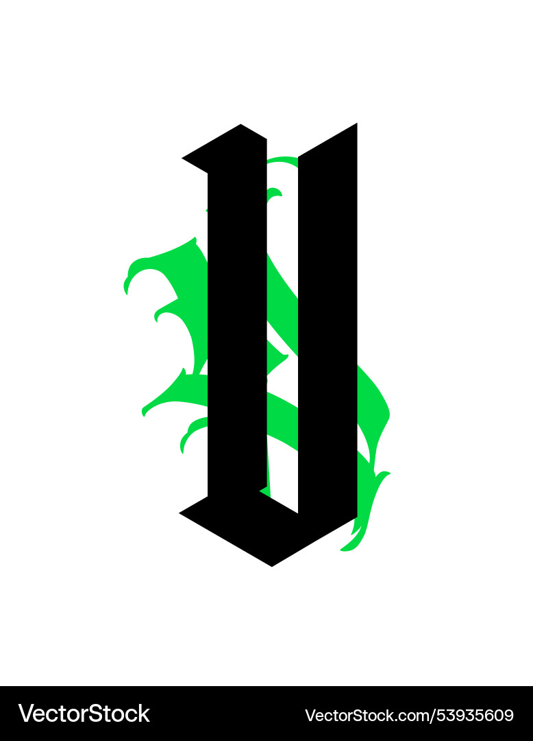 Gothic letter u graffiti tags in gothic medieval Vector Image