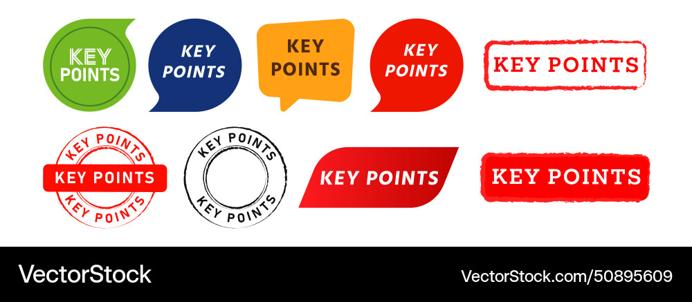 Key points rectangle circle stamp and speech Vector Image