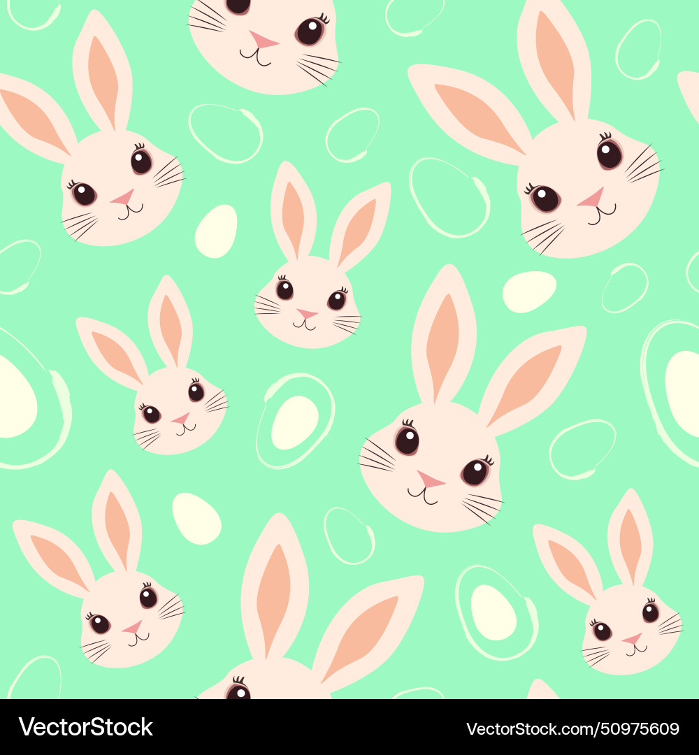 Seamless background with easter bunny faces Vector Image