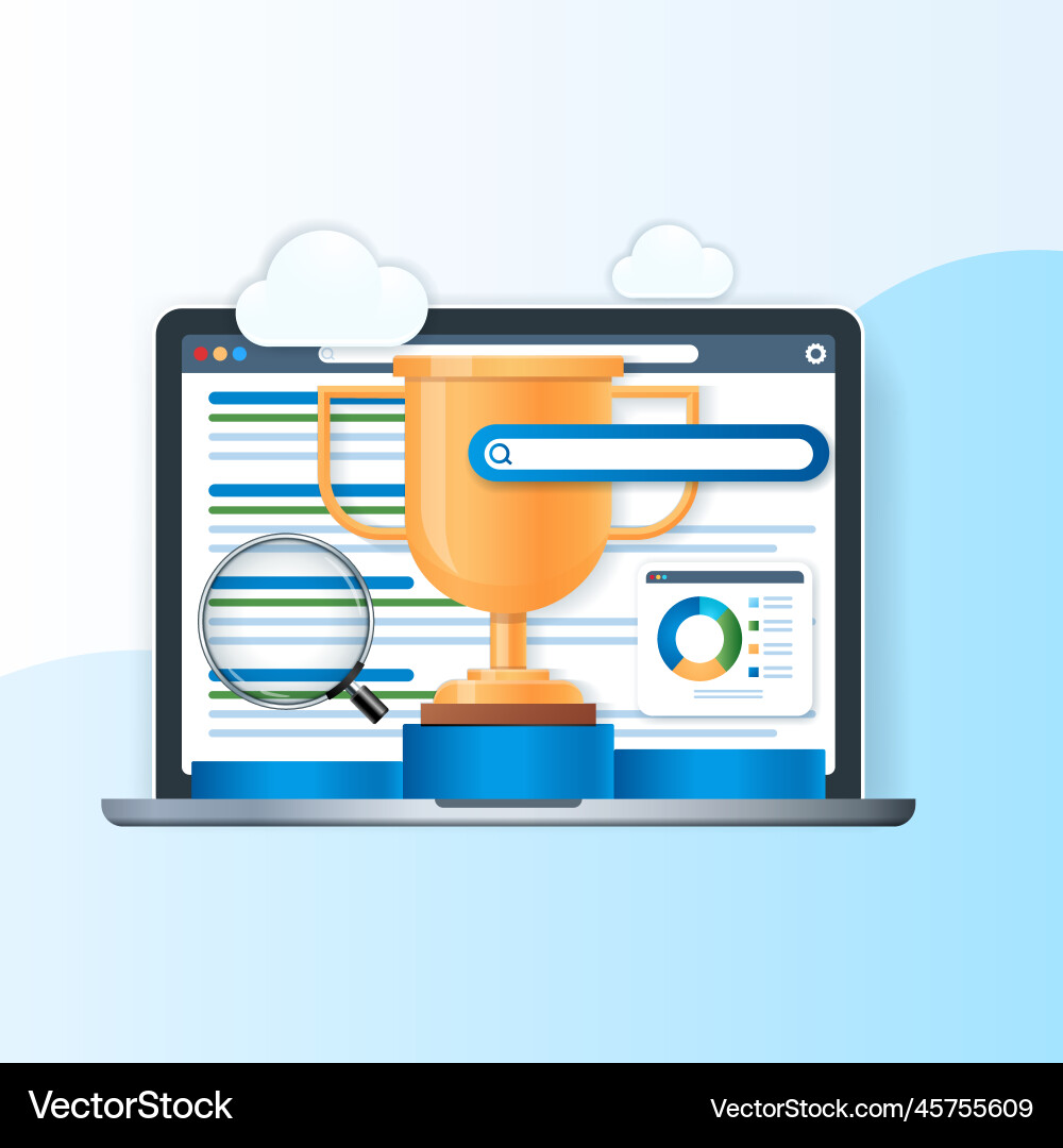 Search engine ranking in 3d style Royalty Free Vector Image