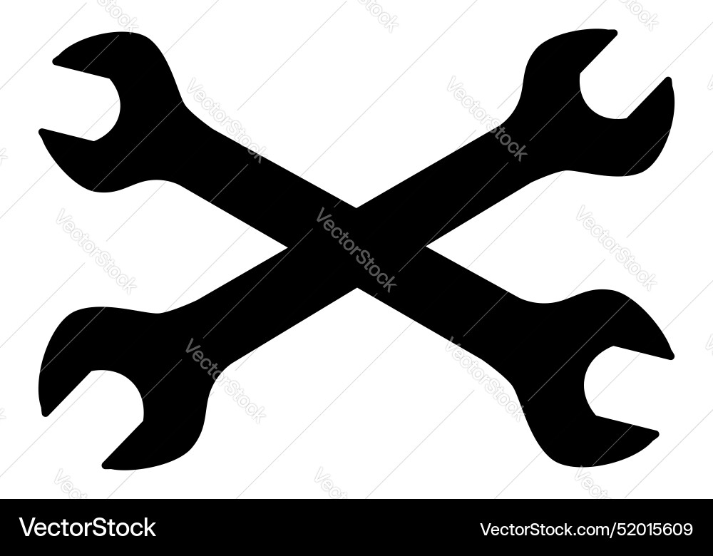 Wrench two crossed wrenches silhouette shape Vector Image