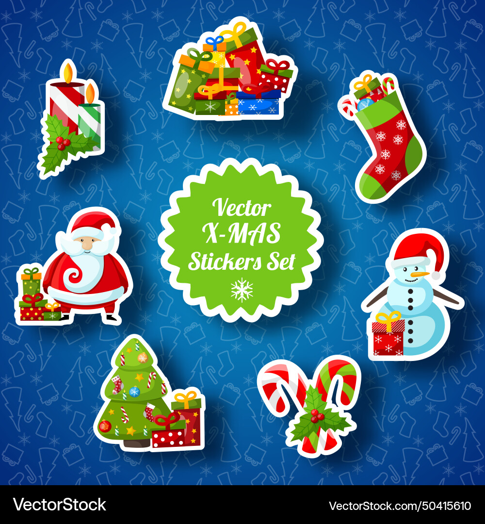 Christmas stickers set Royalty Free Vector Image