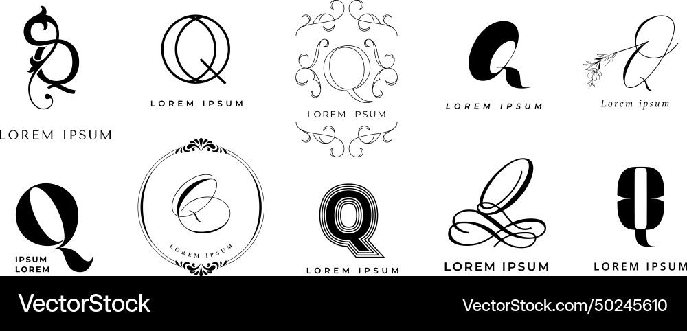 Creative q emblem letter monogram for quantum Vector Image