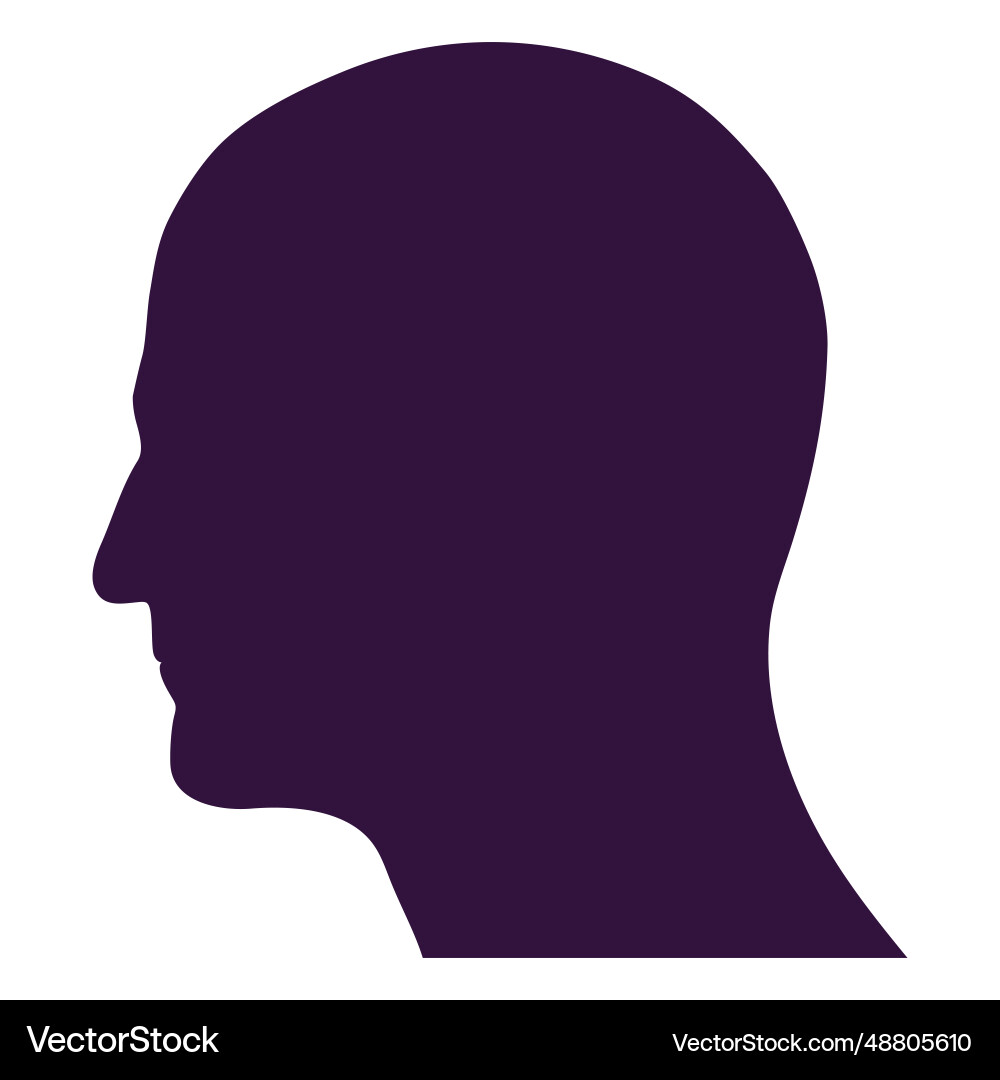 Face left facing bald man silhouette Royalty Free Vector