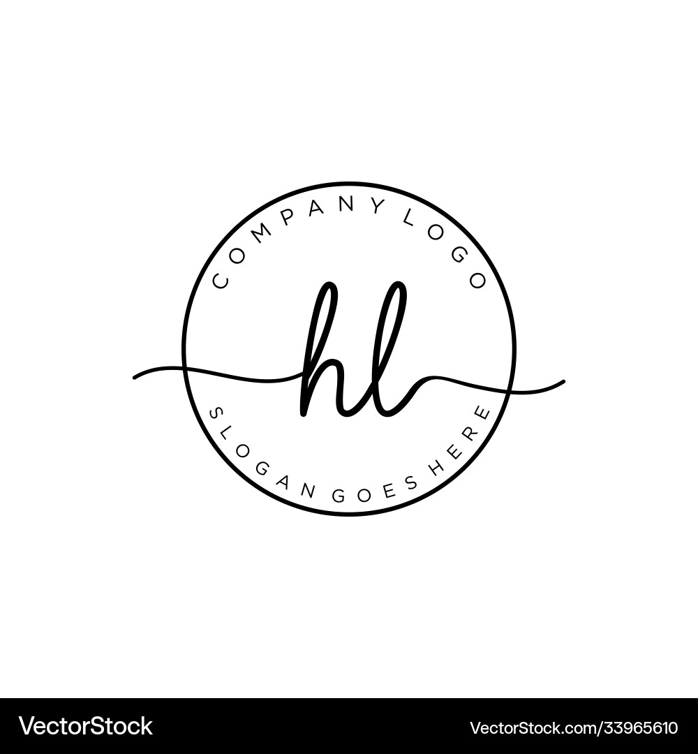 Initial hl handwriting logo with circle template Vector Image