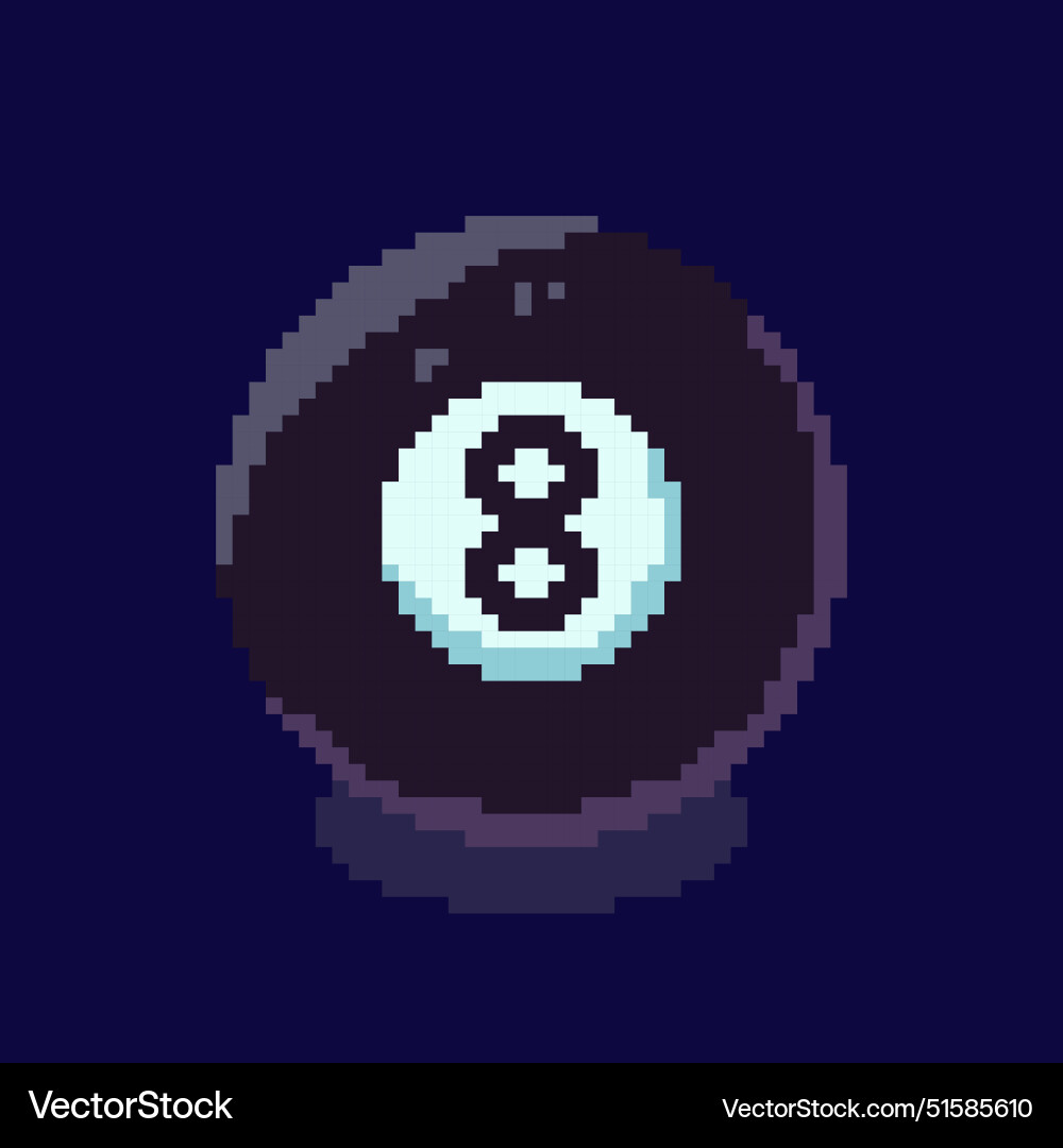 Pixel art style black billiard ball number 8 Vector Image