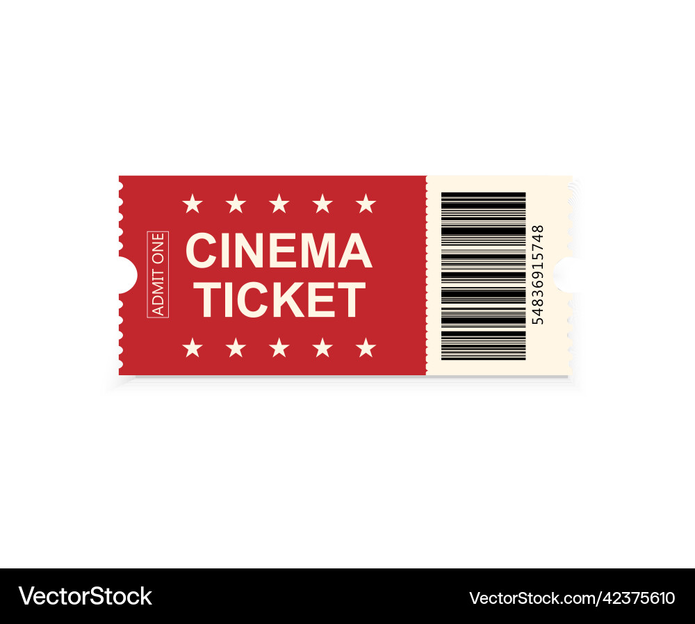 Red cinema ticket Royalty Free Vector Image - VectorStock