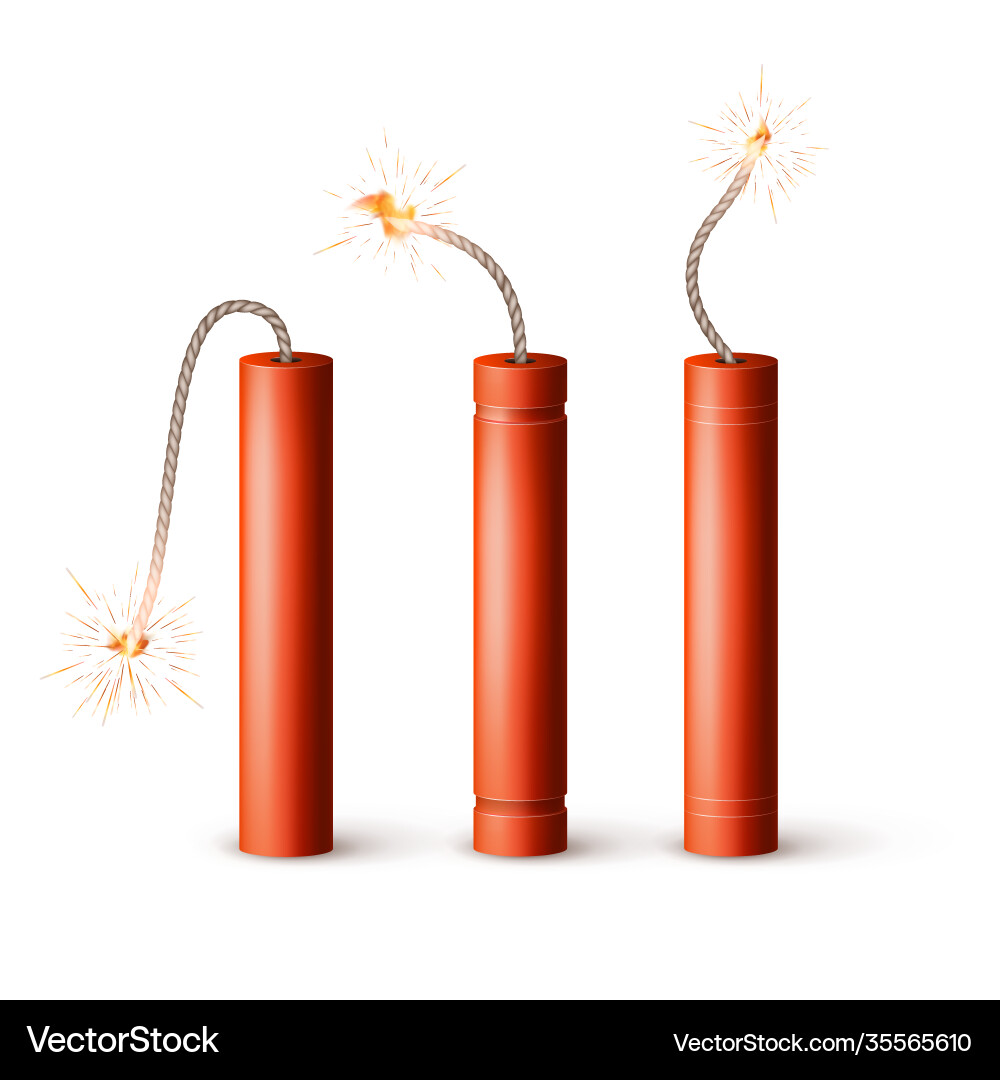 Red Dynamite Bomb - Explosive Detonation Vector Image