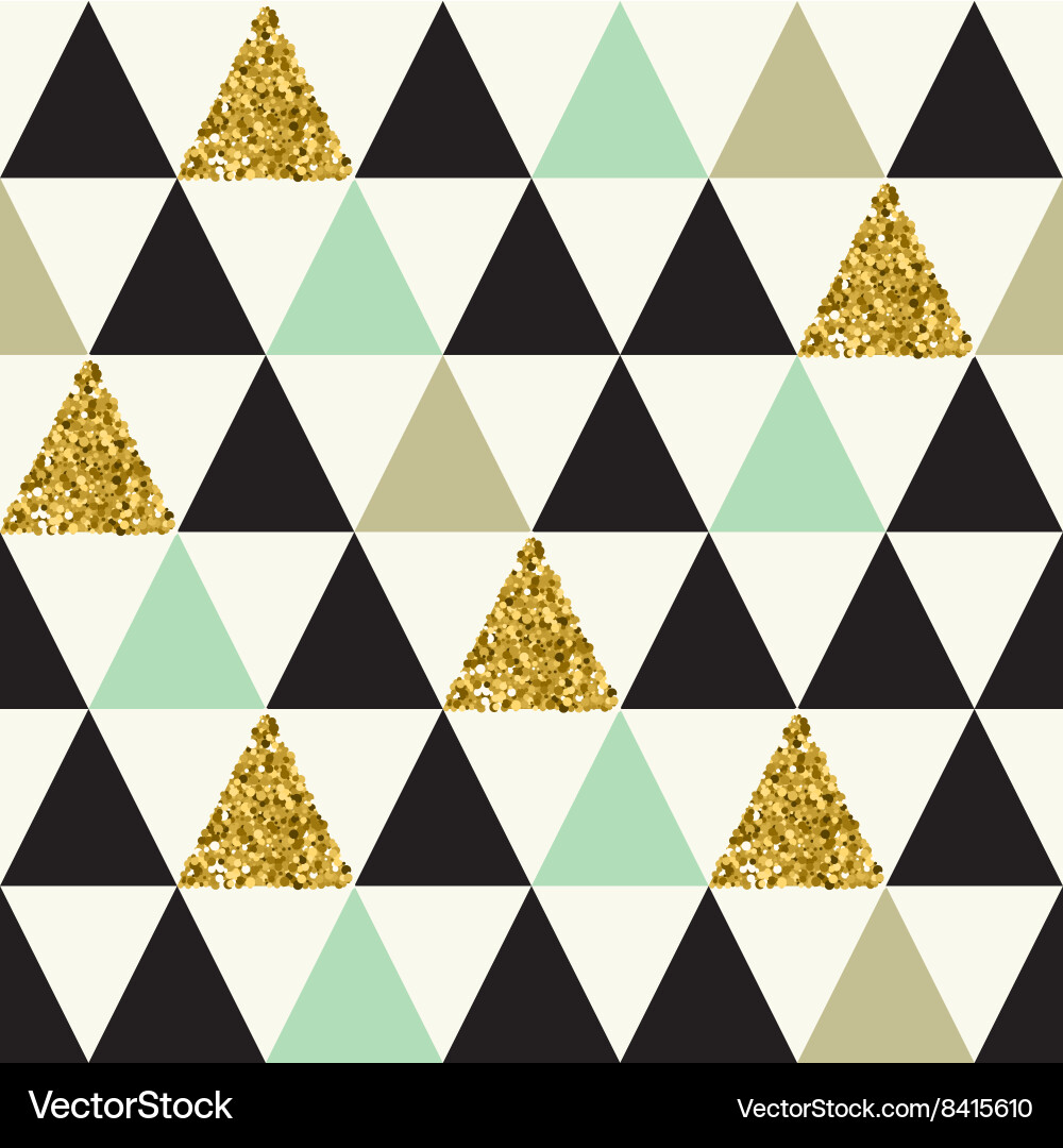 Seamless pattern with gold glitter triangles Vector Image
