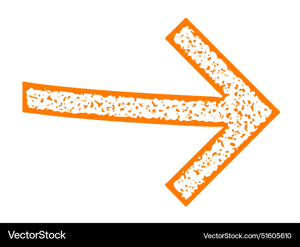 Textured orange arrow pointing right Royalty Free Vector