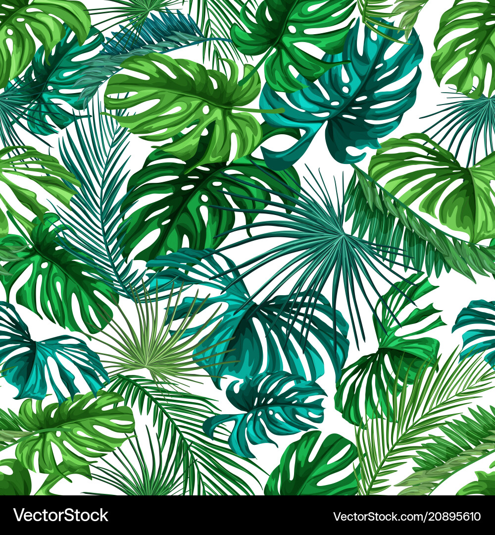 Tropical leaves summer seamless pattern Royalty Free Vector