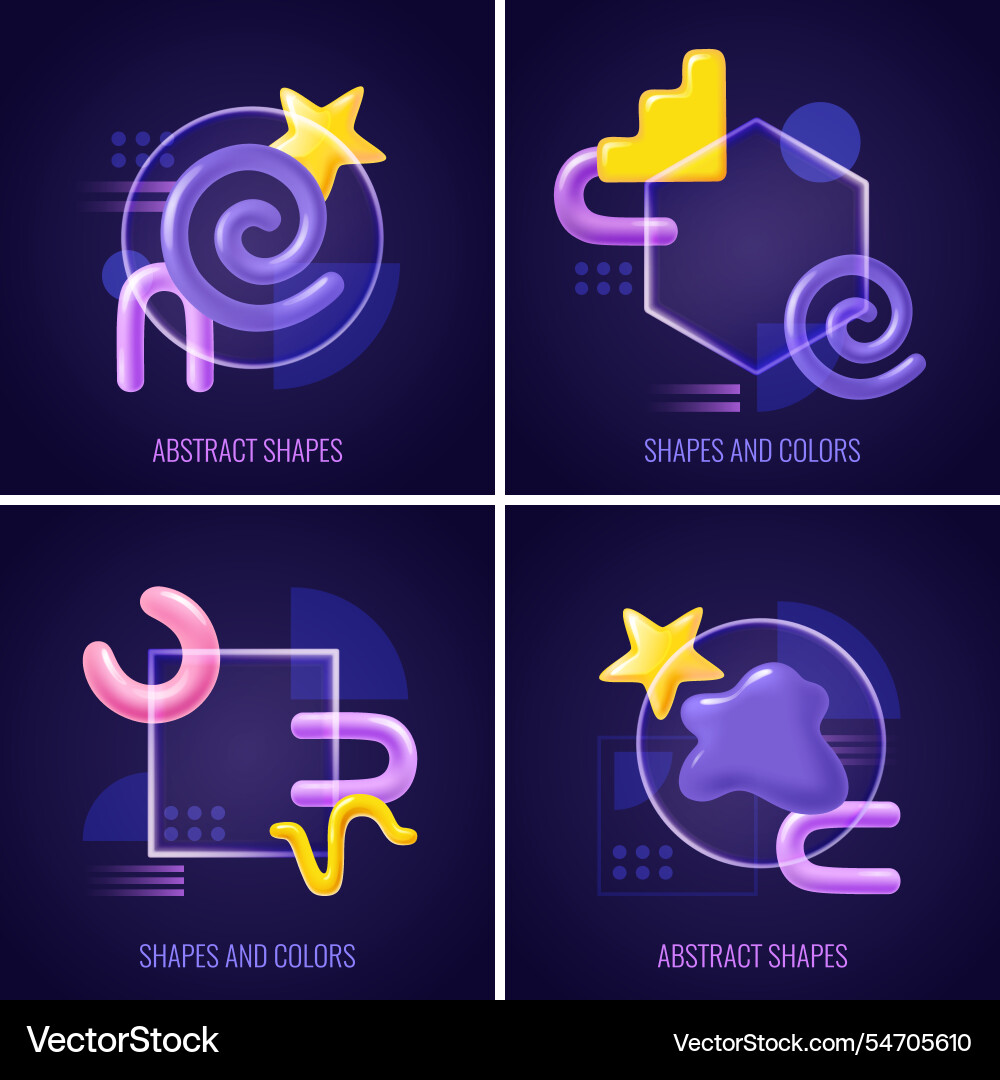 Vibrant abstract shapes collection Royalty Free Vector Image