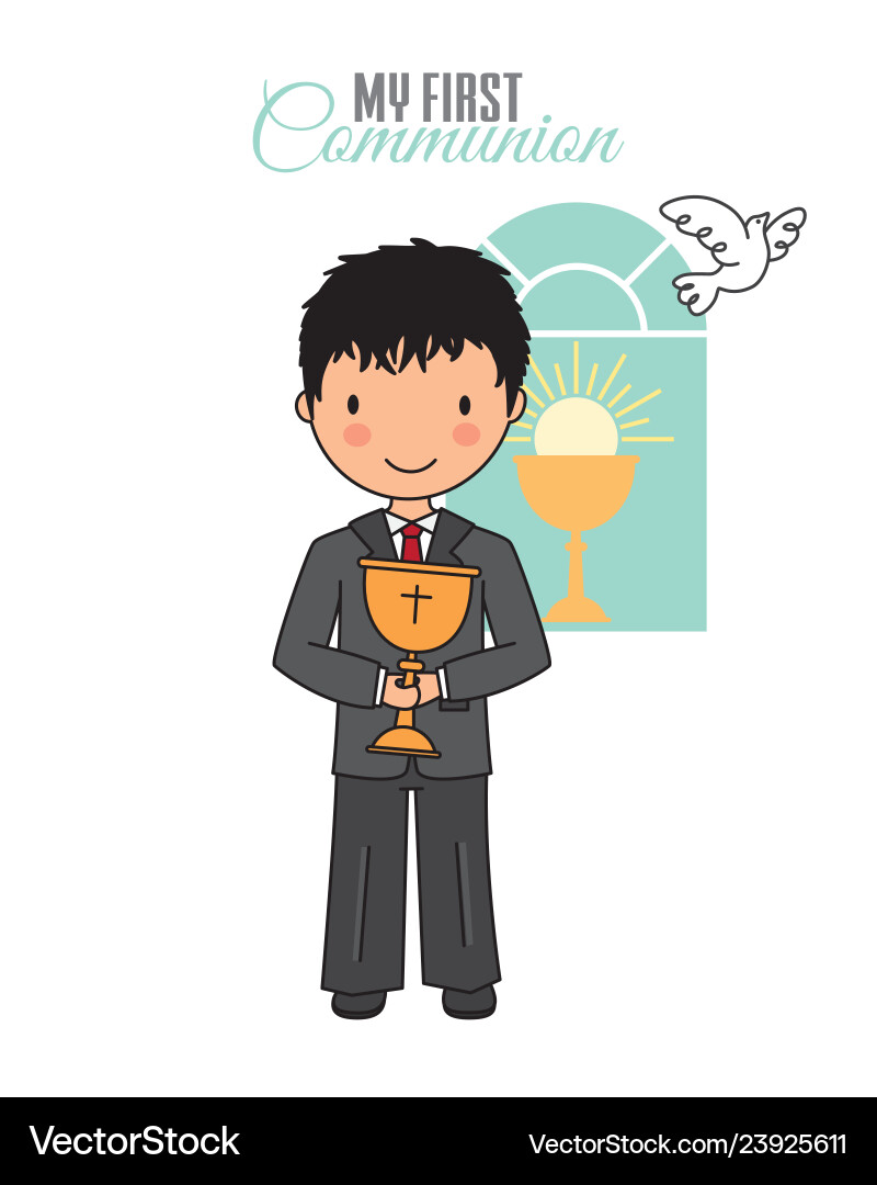 Child communion card Royalty Free Vector Image