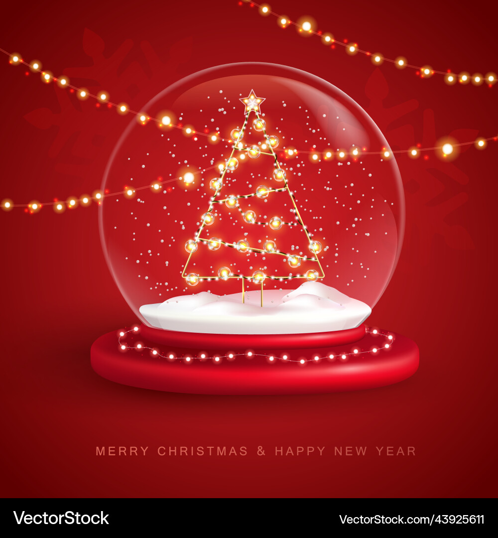 Christmas snow globe with tree Royalty Free Vector Image