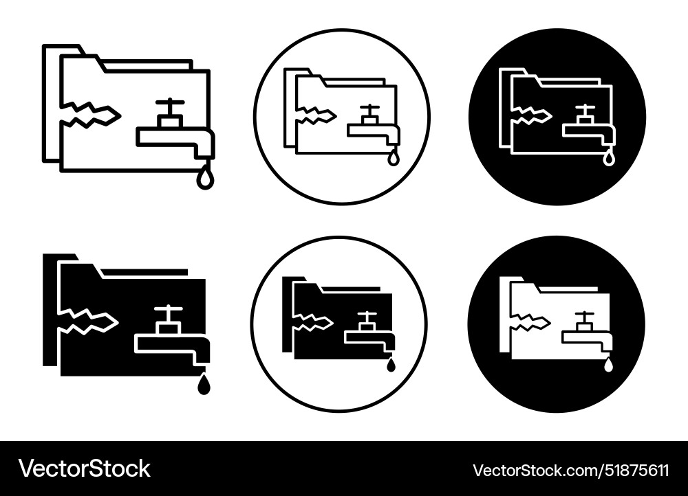 Data leak icon outline flat Royalty Free Vector Image