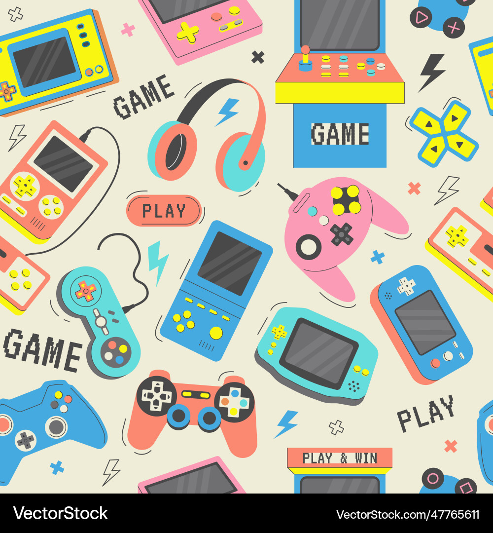 Game consoles pattern gadgets for playing video Vector Image