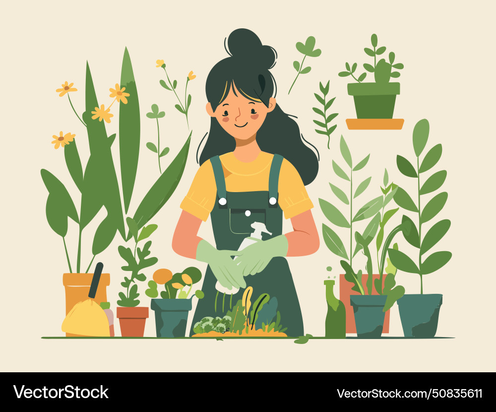 Garden-spring-gardening and garden tools Vector Image