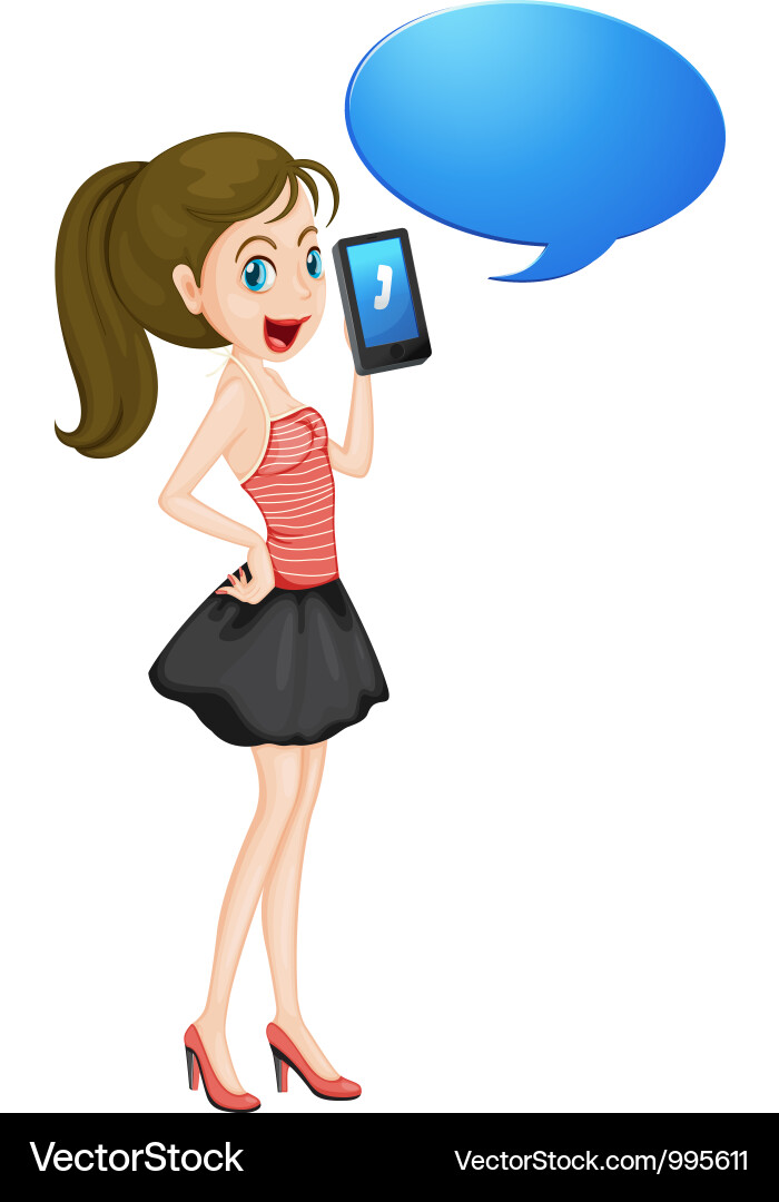 Girl with cell phone Royalty Free Vector Image