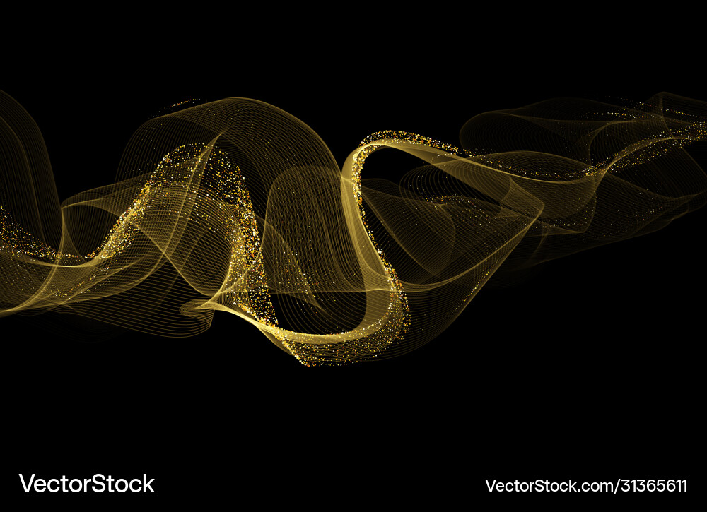 Gold shiny wavy with glitter sparkles background Vector Image